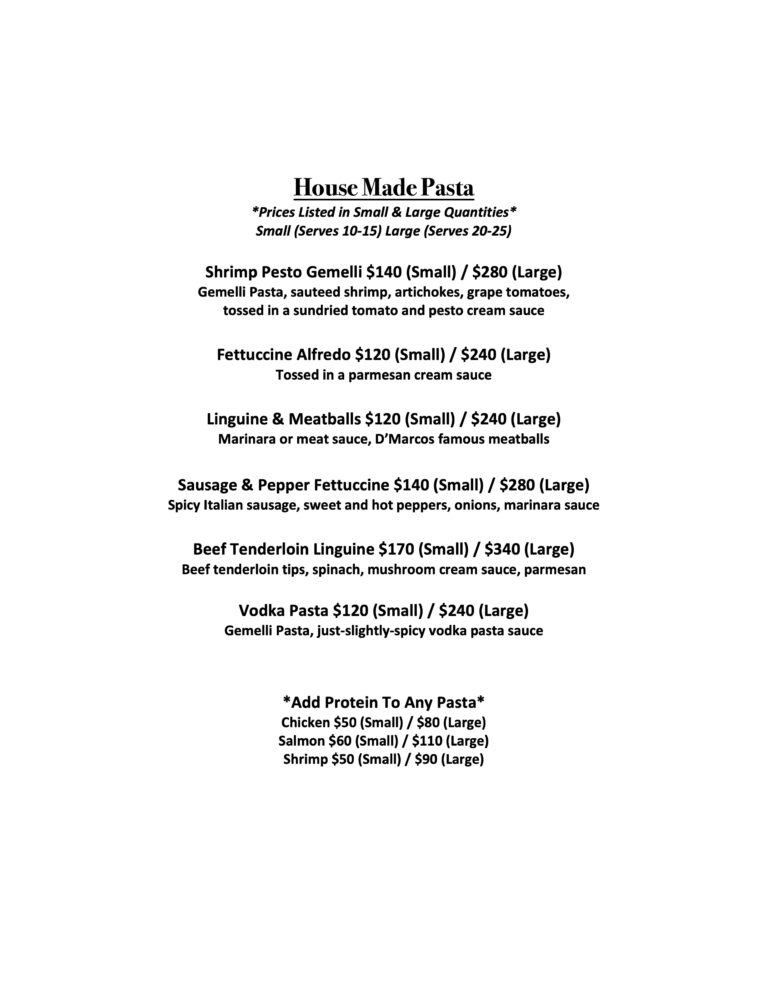 Menus | D'Marcos Italian Restaurant and Wine Bar